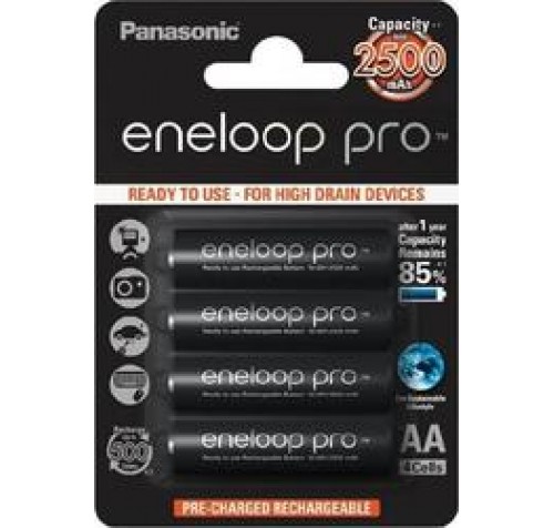 Panasonic Eneloop PRO R6 AA 2500mAh BK-3HCDE/4BE 4XAA